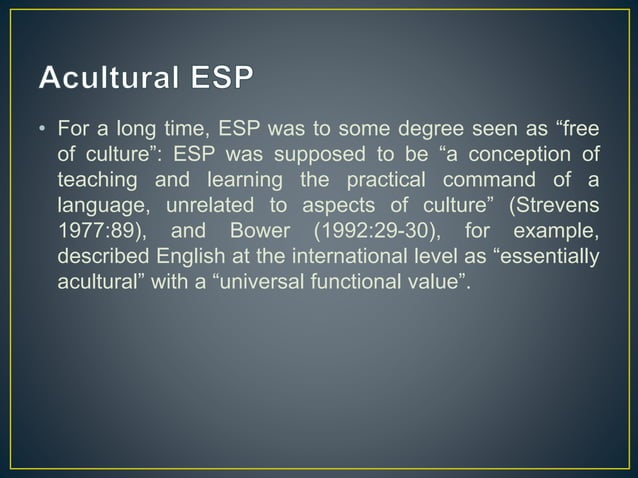 Culture and ESP | PPT