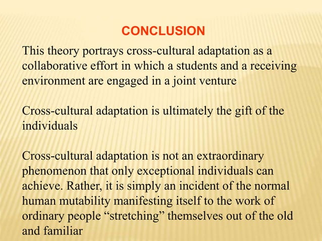 cross-Culture adaptation theory | PPTX