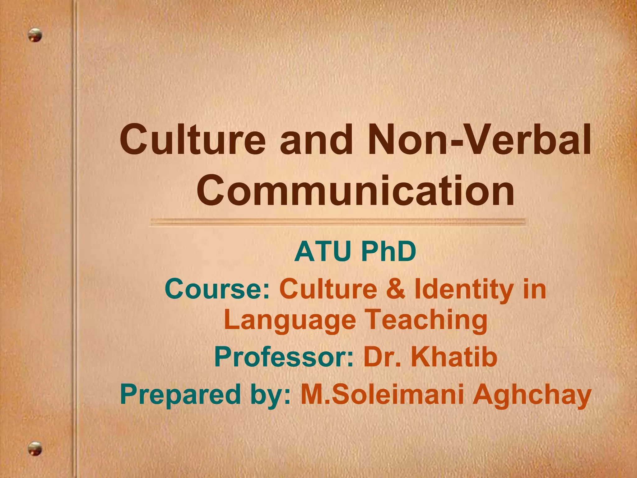 Culture and non verbal communication | PPTX