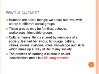 Culture and socialisation: Ties in with the CIE syllabus Unit 2 | PPTX