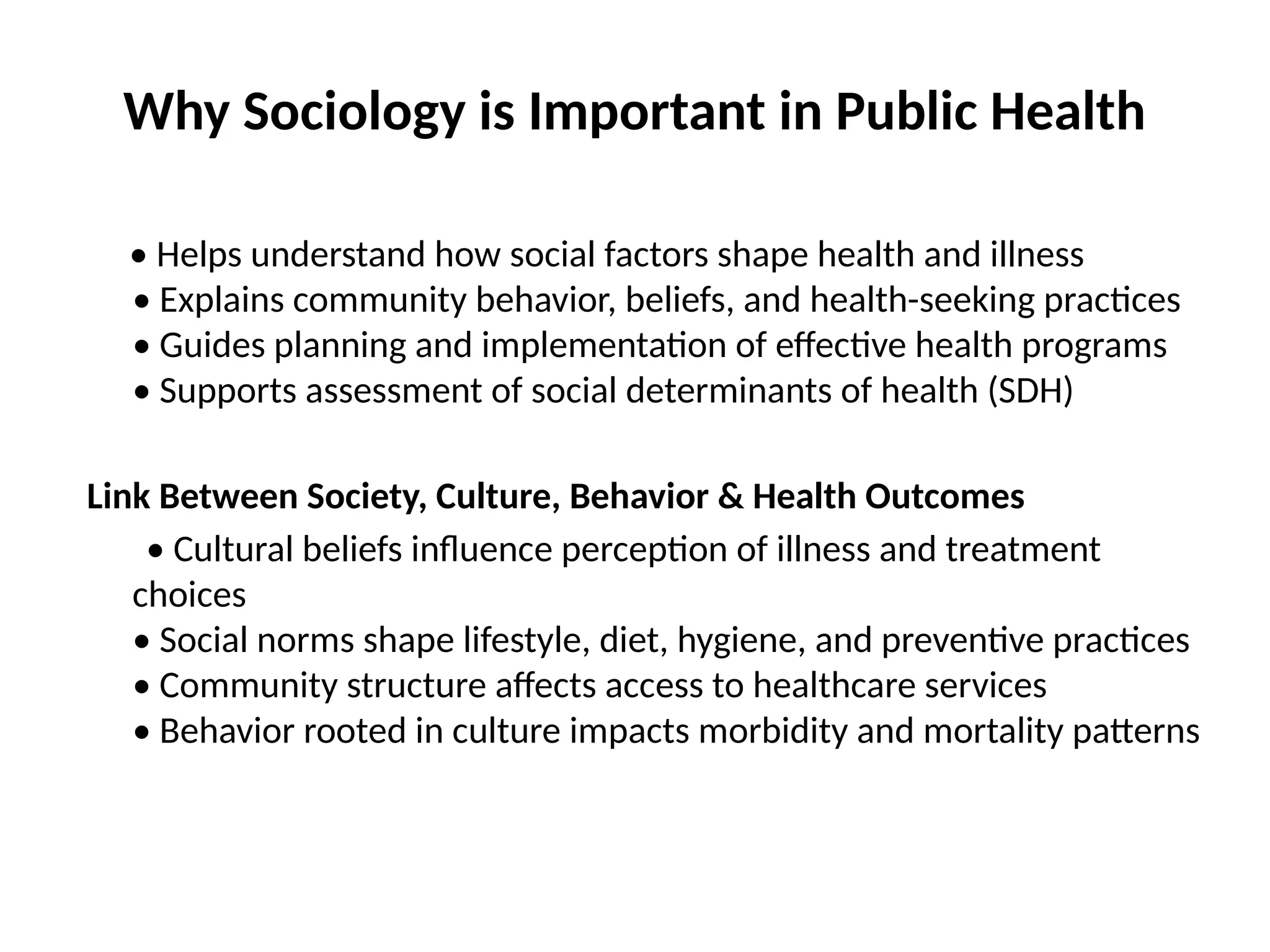 Culture, Society, Sociology in health and disease | PPTX