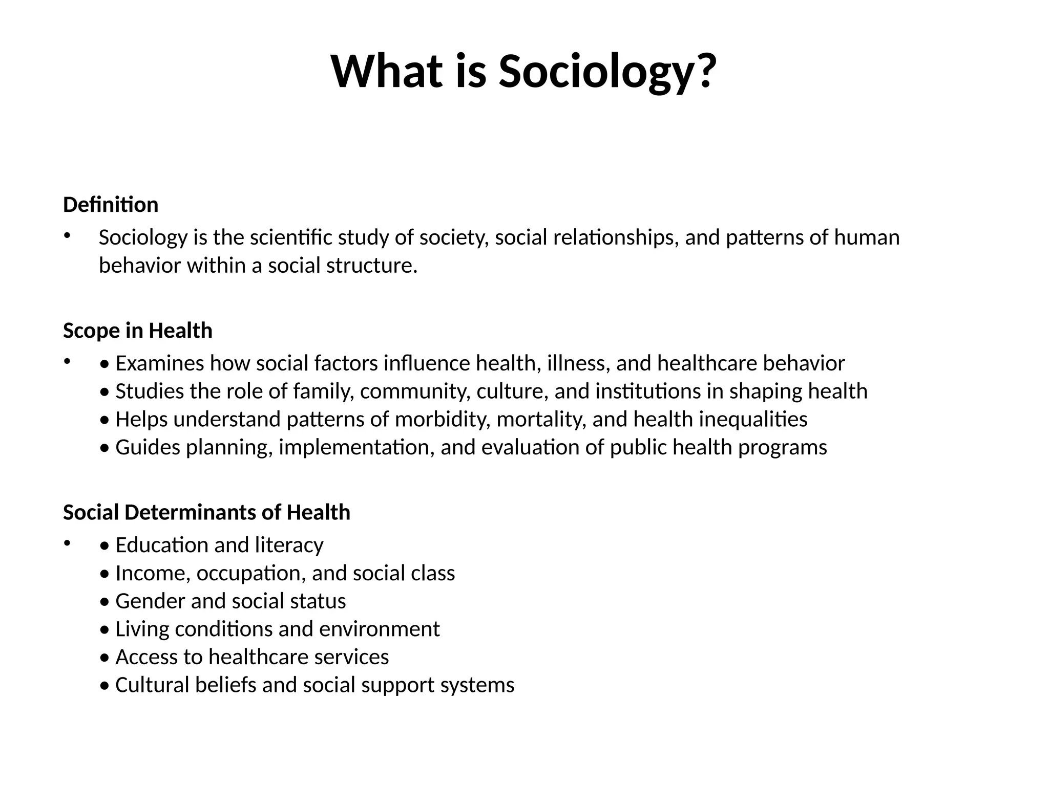 Culture, Society, Sociology in health and disease | PPTX