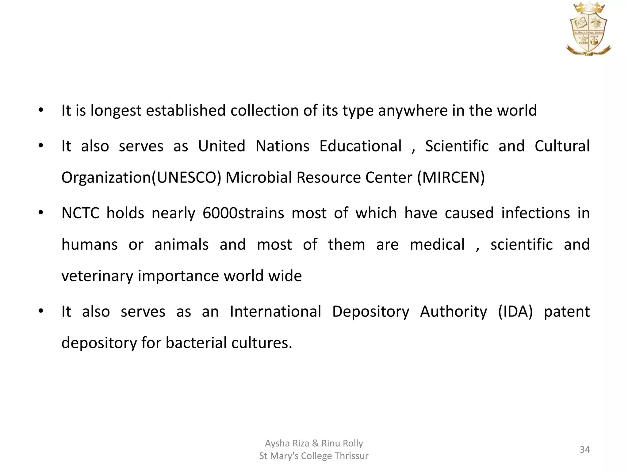 Culture collection center- National and International | PPTX