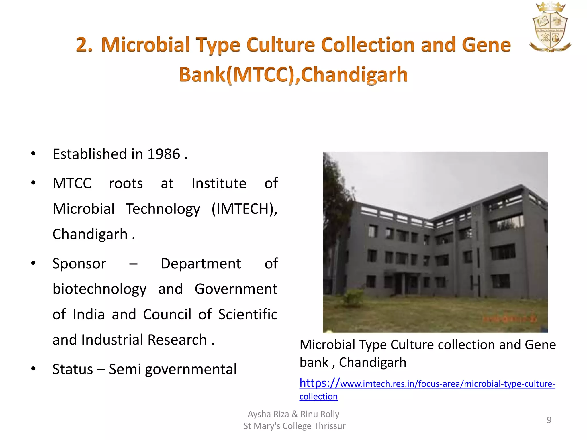 Culture collection center- National and International | PPTX