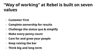 Rebel Foods -Culture, Values & Ways of Working | PPTX