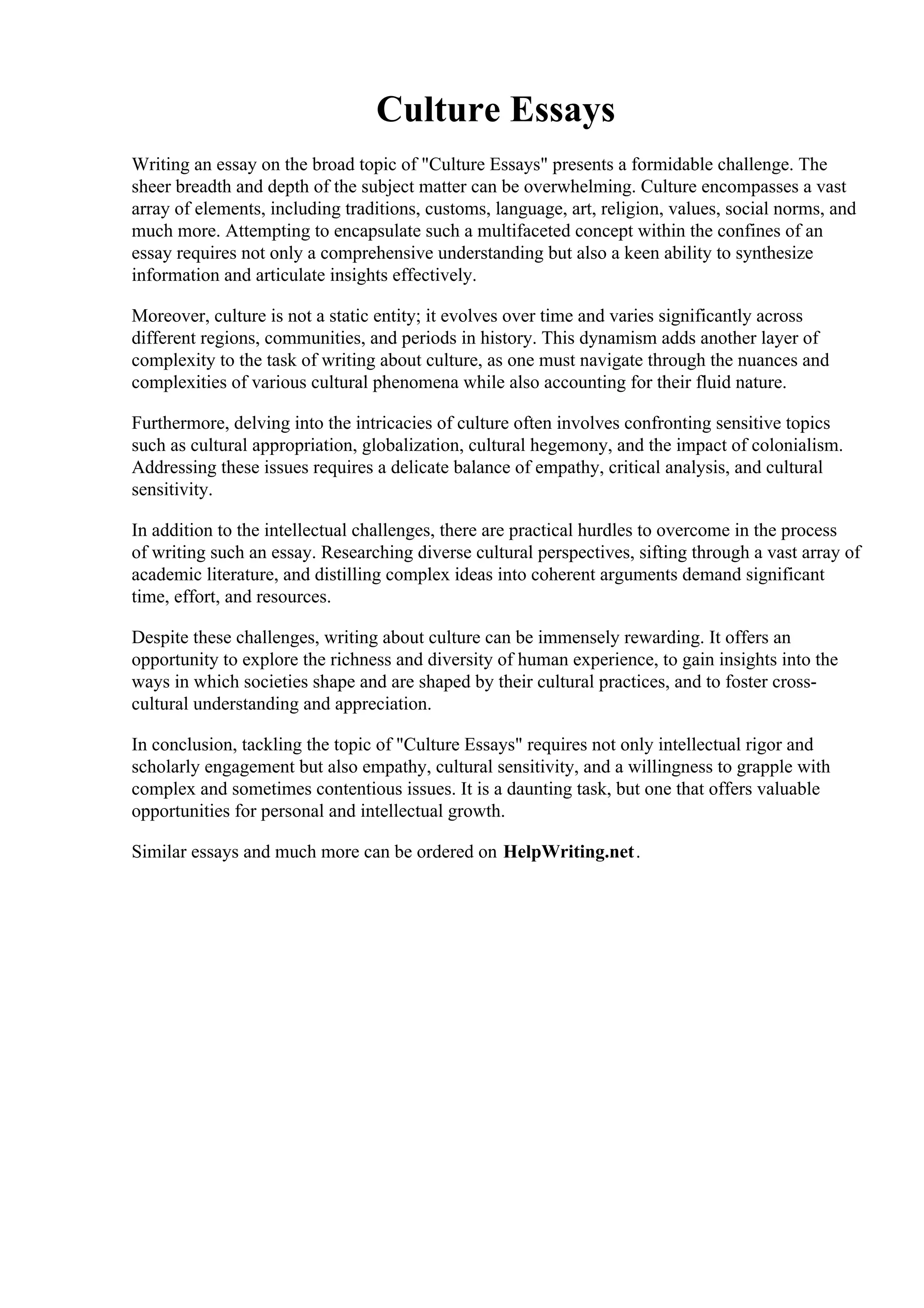 Culture Essays | PDF