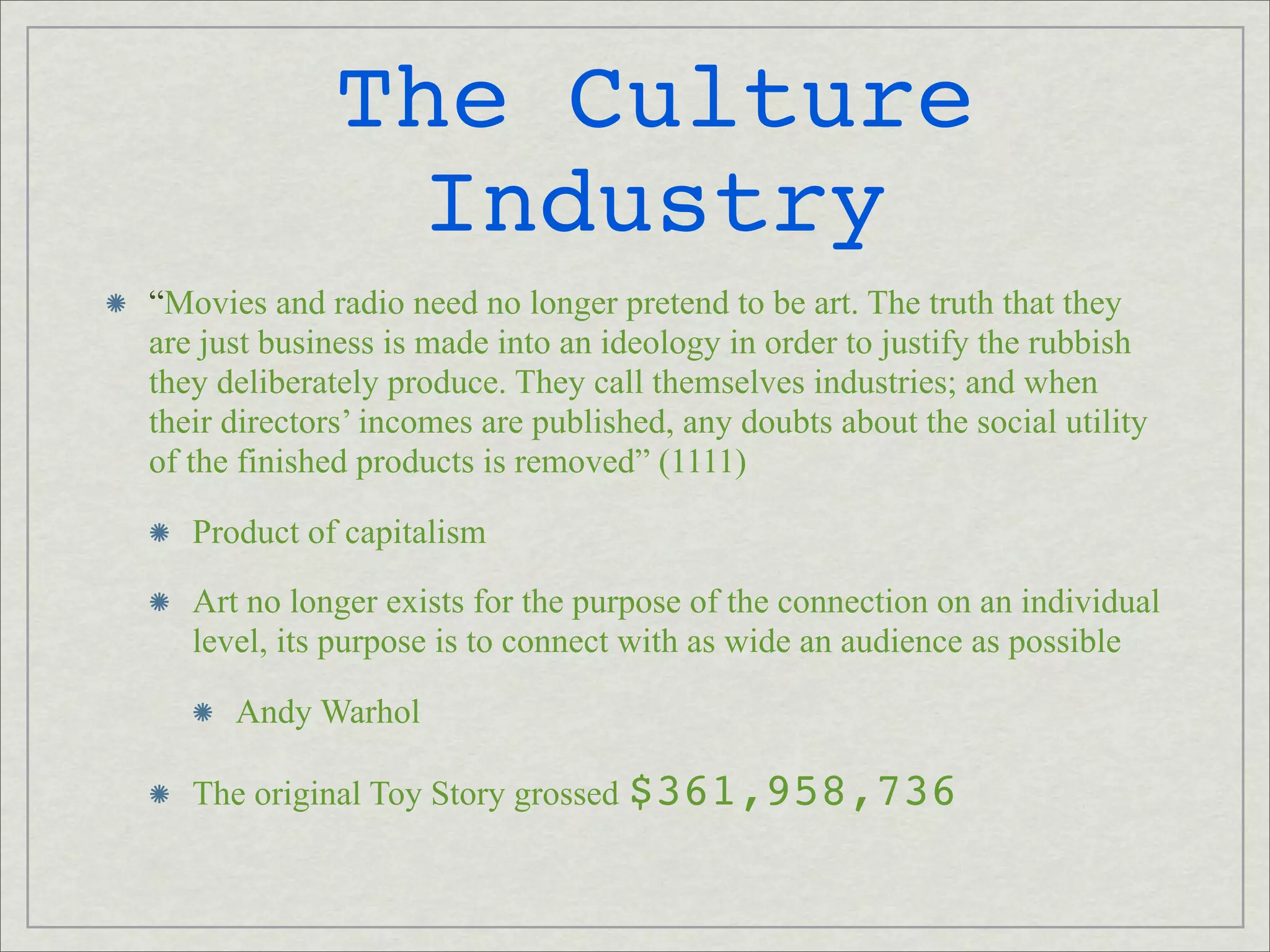 Culture industry powerpoint | PDF