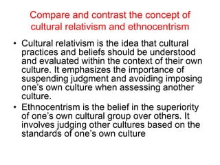 CULTURE LONG ANSWER QUESTIONS BY SOCIOLOGY | PPTX | Science