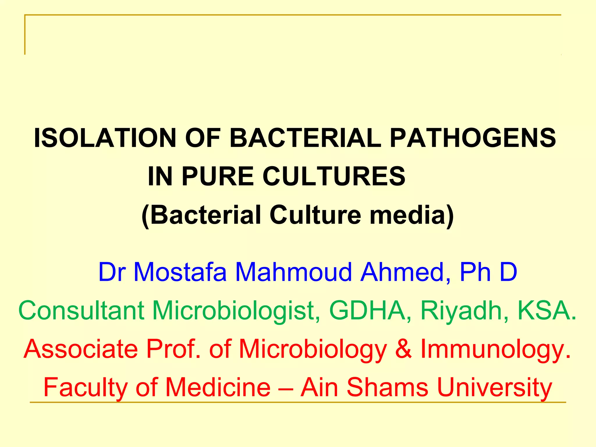 Bacterial Culture media | PPT