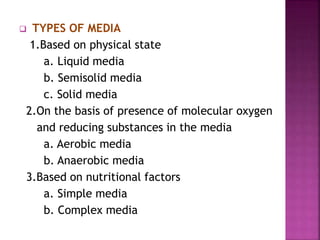 Culture media to grow organisms from infected material to identify the ...