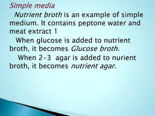 Culture media to grow organisms from infected material to identify the ...