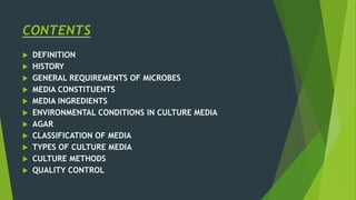 Culture media & Quality Control | PPTX