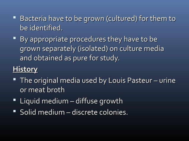 Culture media & culture methods | PPT