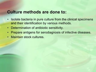 Bacterial Culture methods and method of anaerobiosis | PPTX