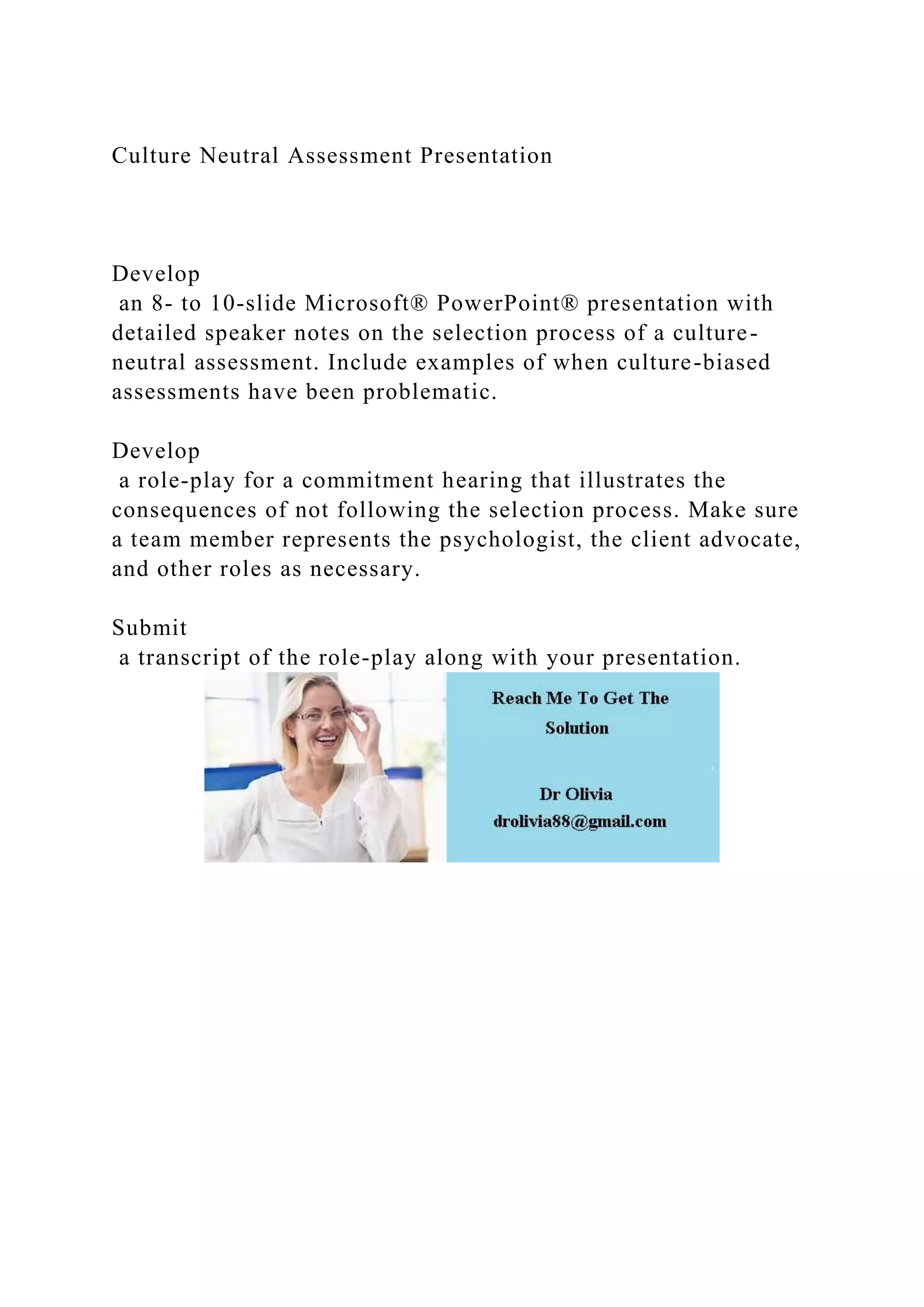 Culture Neutral Assessment PresentationDevelop an 8- to 10 | DOCX