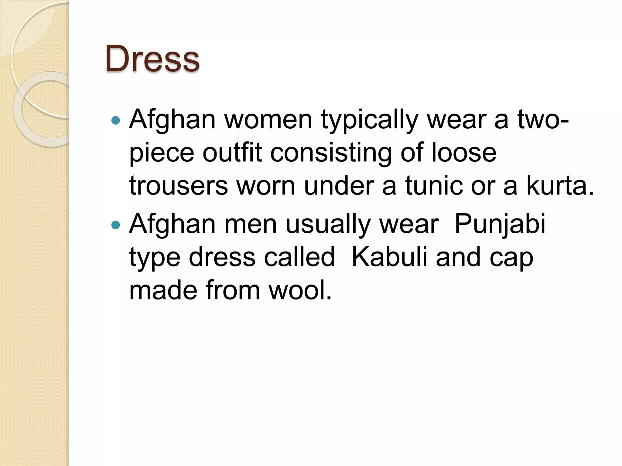Culture of afganistan | PPTX | Women\'s Clothing | Women\'s Fashion