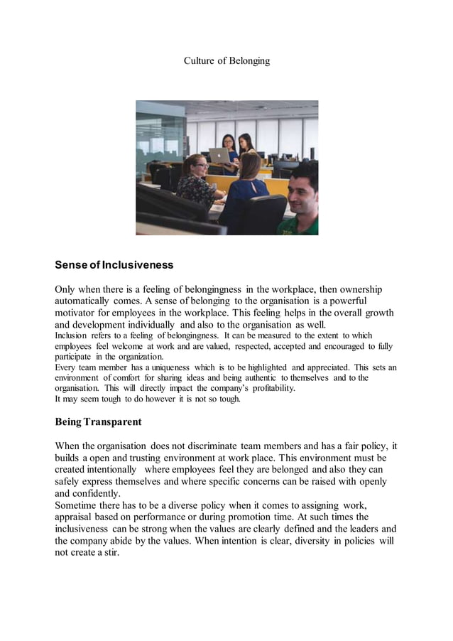 Culture of belonging | PDF