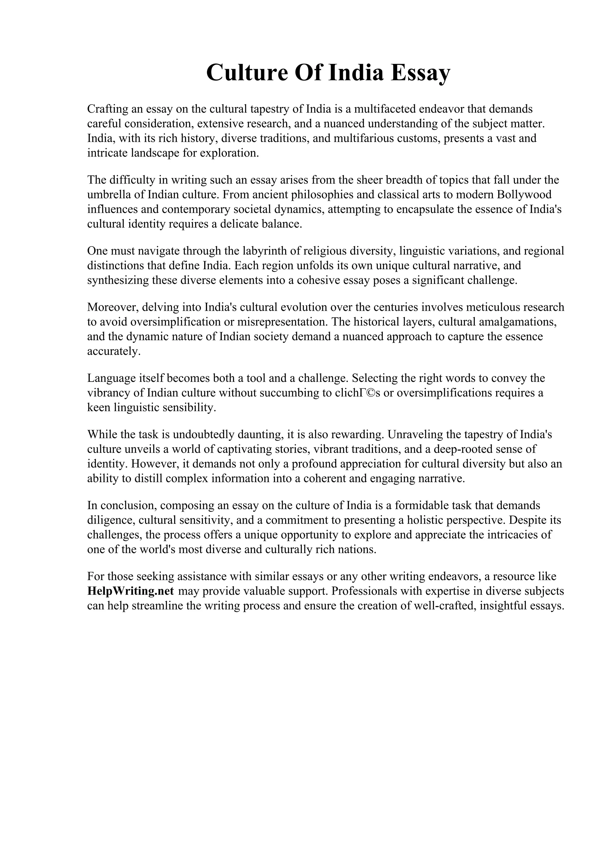 Culture Of India Essay. Essay on Indian Culture and Tradition for ...