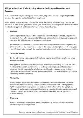 Culture of Learning: Fostering Growth and Development in the Workplace ...