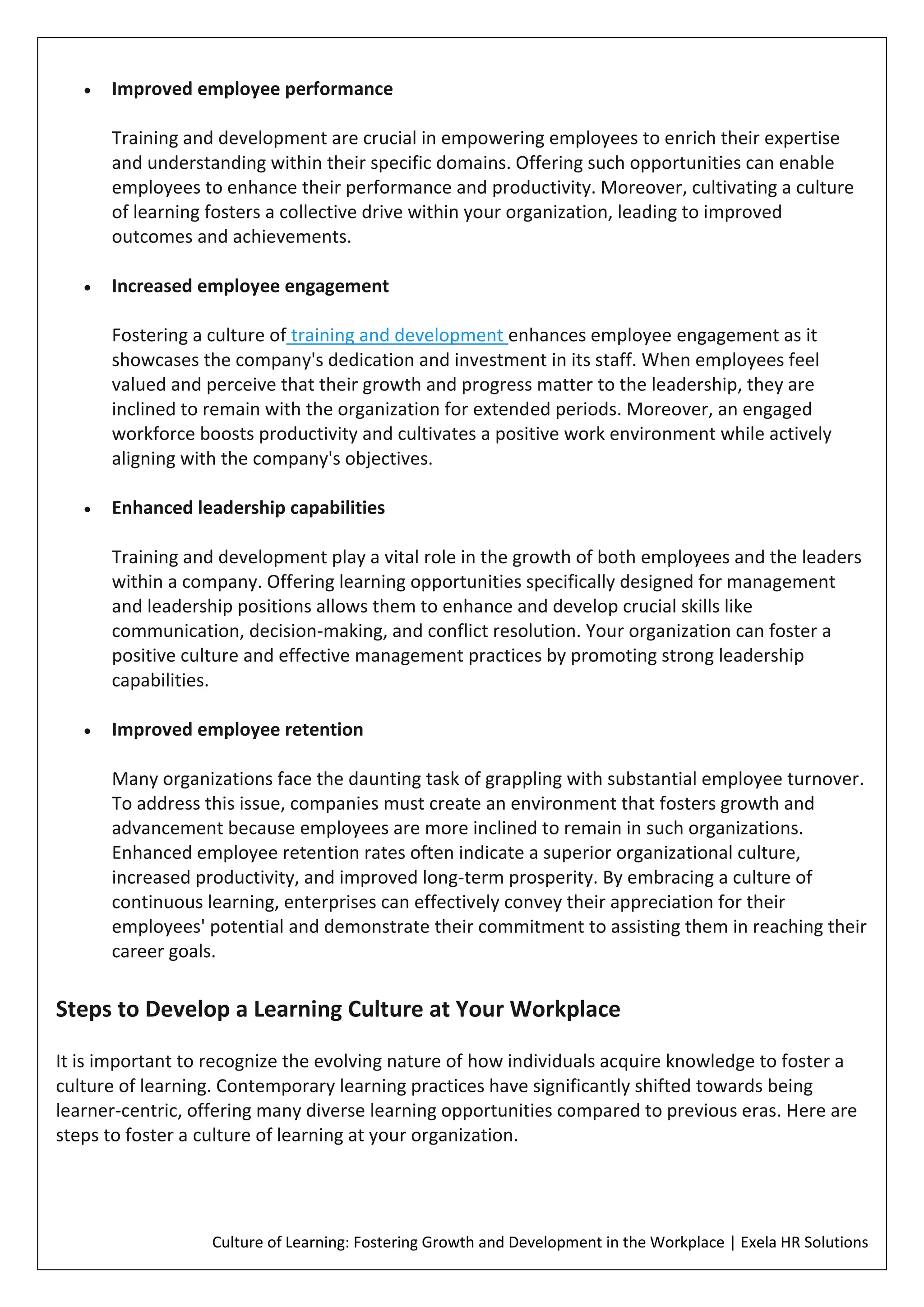 Culture of Learning: Fostering Growth and Development in the Workplace ...