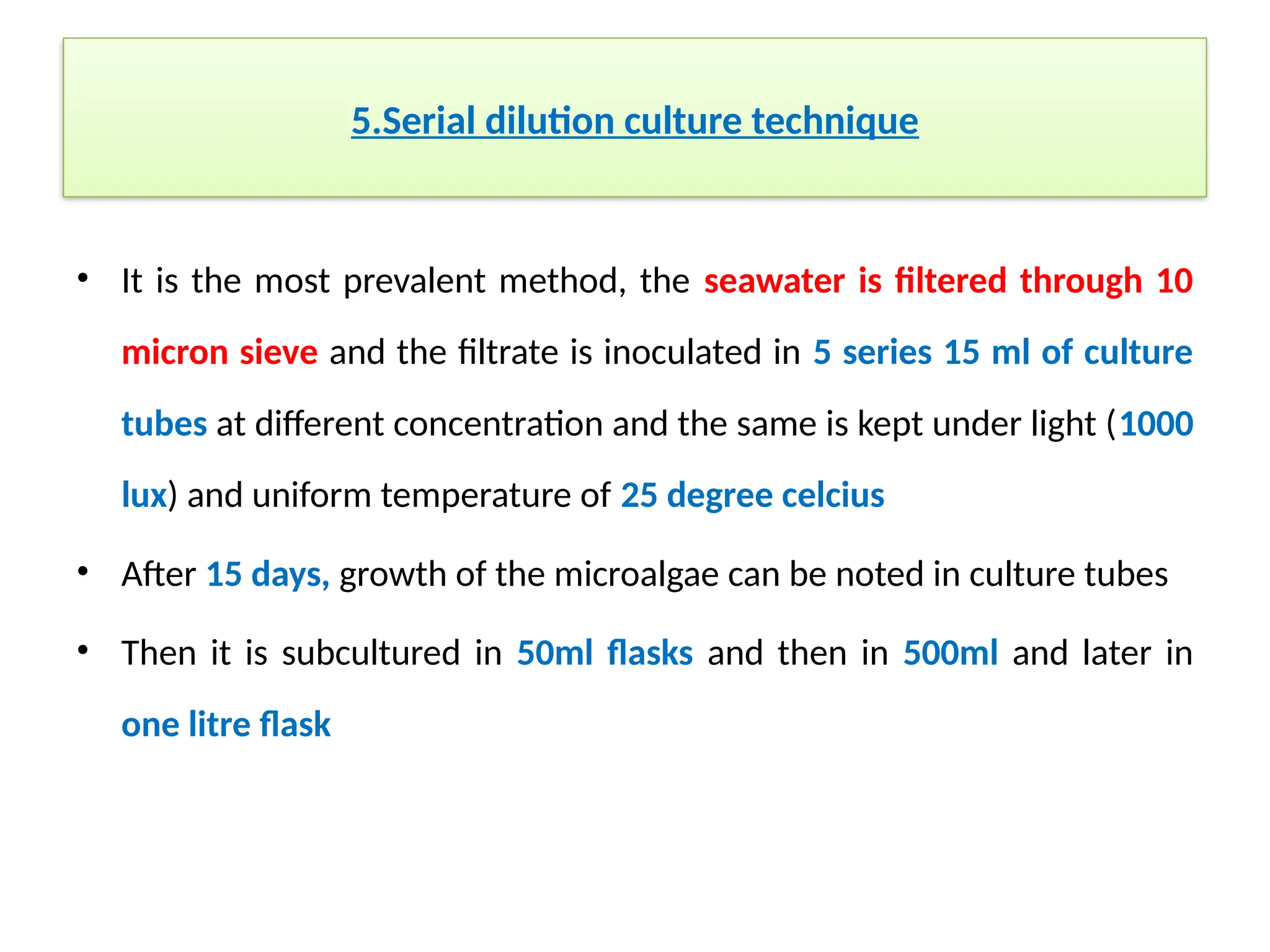 Culture of microalgae - Live feed culture - FISH FOOD ORGANISMS | PPTX