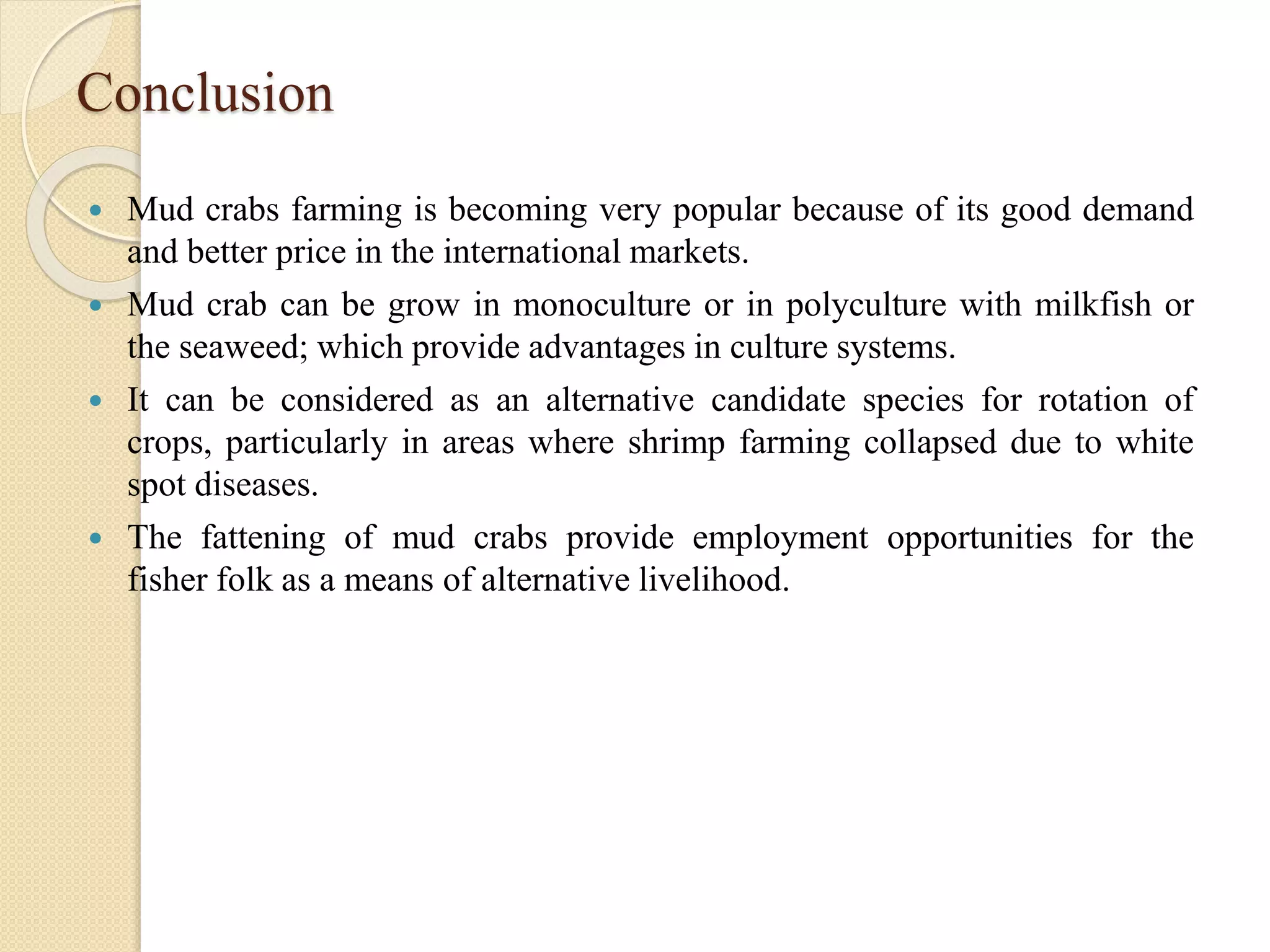 Culture of mud crab | PPTX