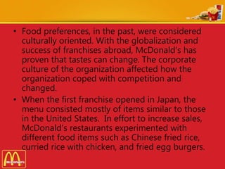 Cultures adapted by mc donalds | PPTX