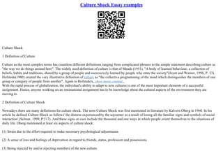 Culture Shock Essay | PDF