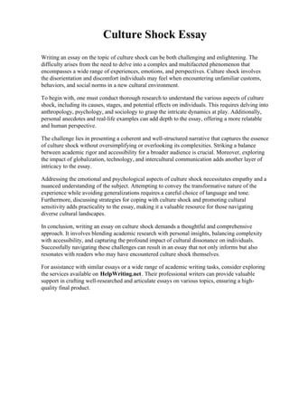 Culture Shock Essay. Labette Community College | PDF