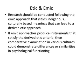 Intoduction to Cross-Cultural Psychology and Intercultural Contact ...