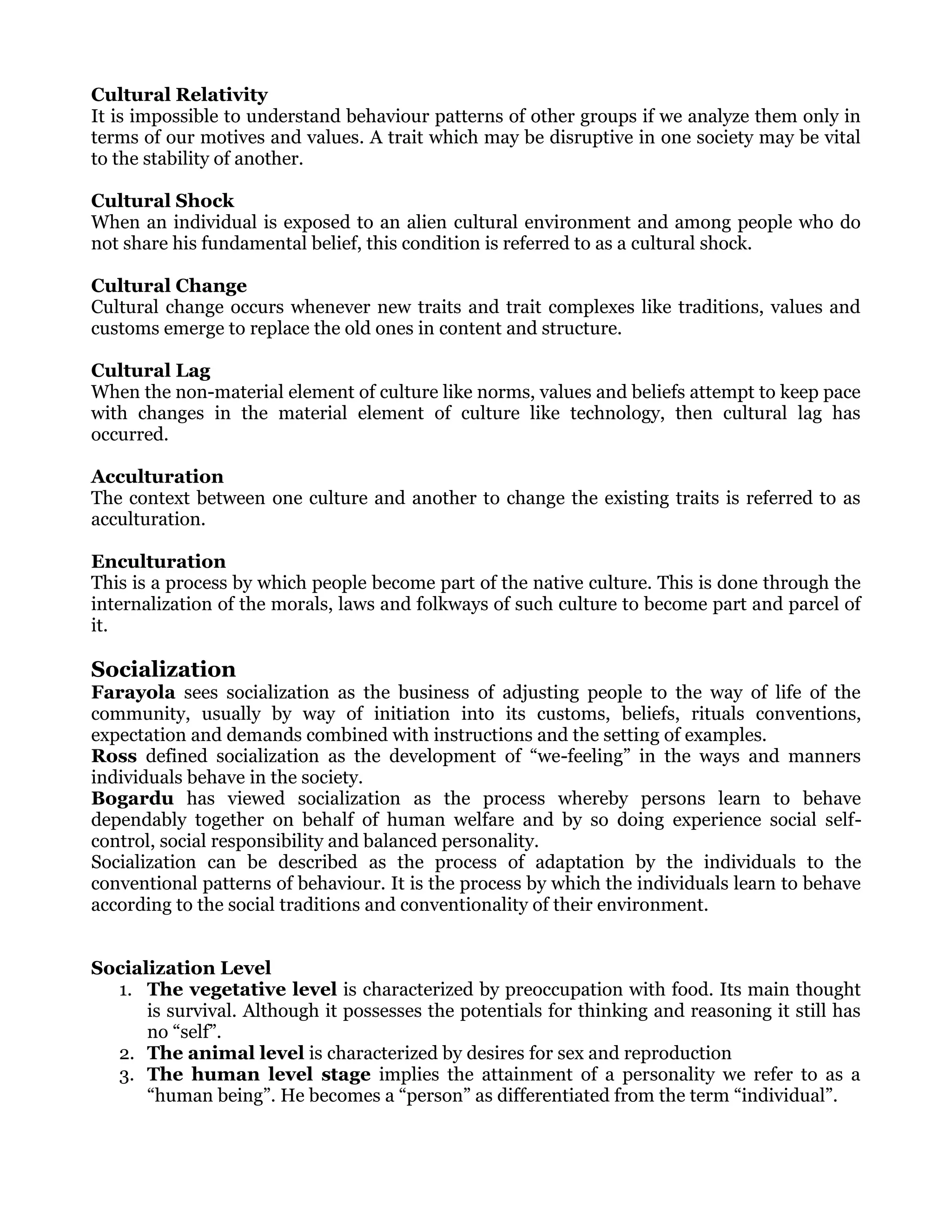 Culture, socialization and education | DOCX | Education