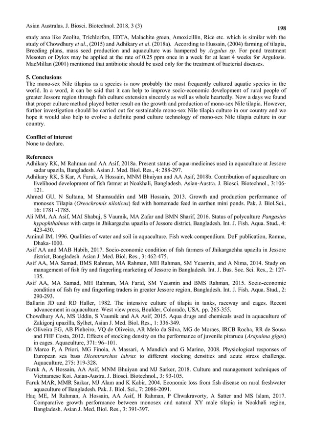 Culture strategies, diseases and their mitigations in mono-sex Nile ...