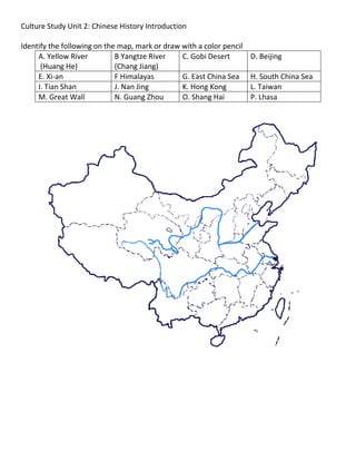 Culture study unit 2 Chinese History worksheet | PDF