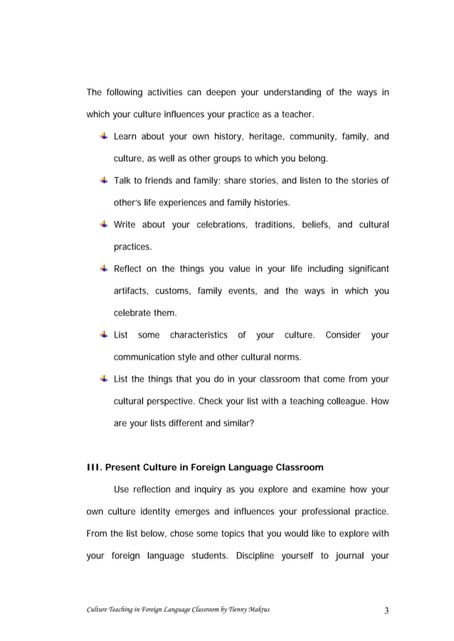 Culture teaching in foreign language classroom | PDF | Educational ...