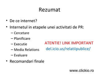 Cum instrumente de PR pot fi (create si) folosite online | PPT