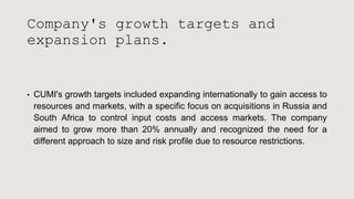 CUMI India's Global Strategy detail of the economical detail and study ...