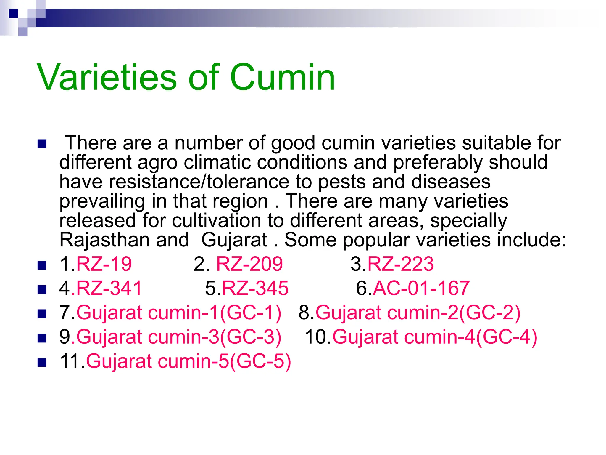 CUMIN VARIETIES by Munazah Bashir..ppt