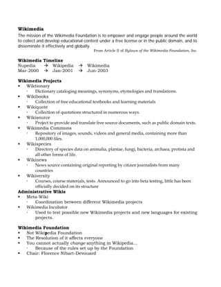 Wikimedia, MediaWiki & Education in IT: Notes | PDF