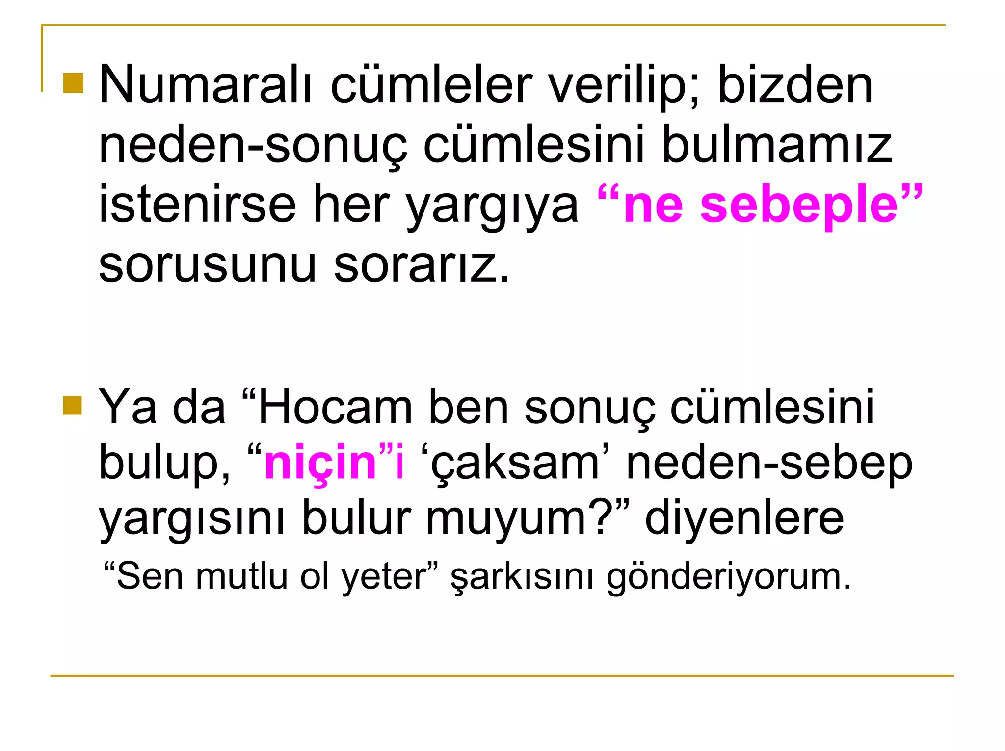 Cumlede Anlam Son | PPT