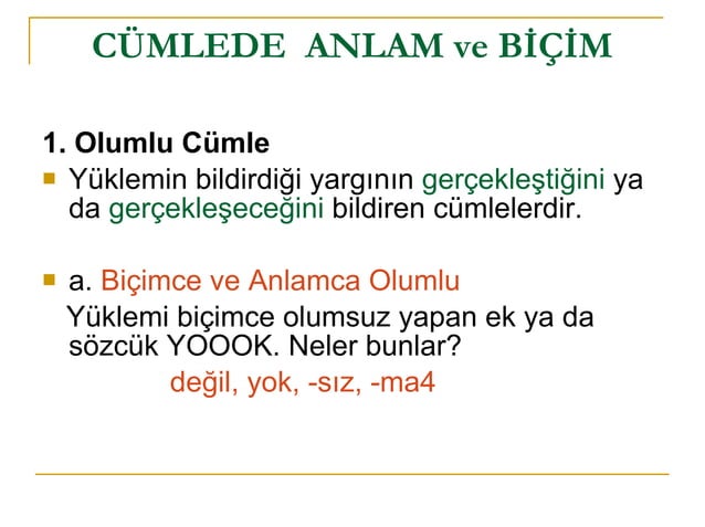 Cumlede Anlam Son | PPT
