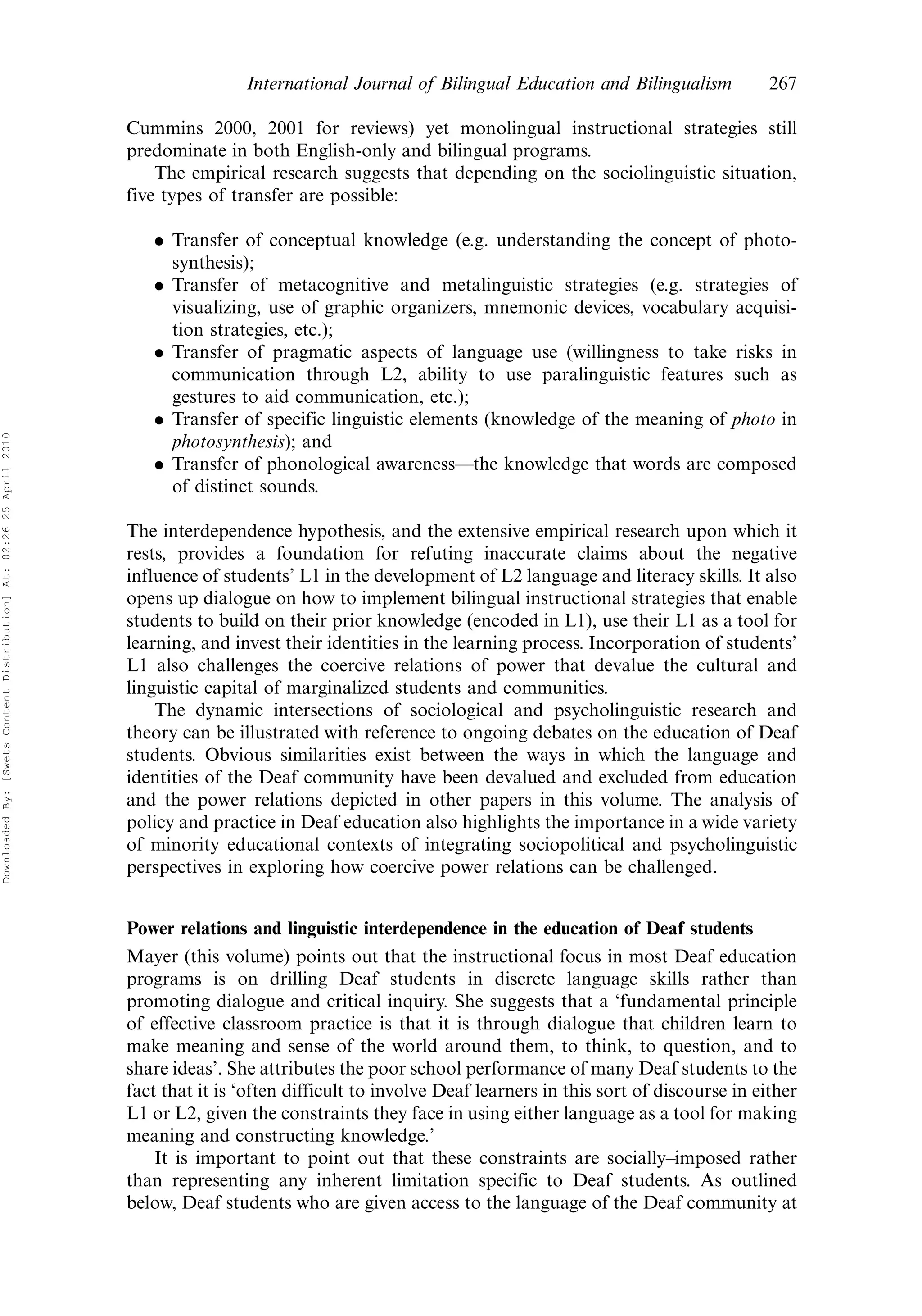 Cummings 2009 pedagogy of choice 1 (sbarboni) | PDF