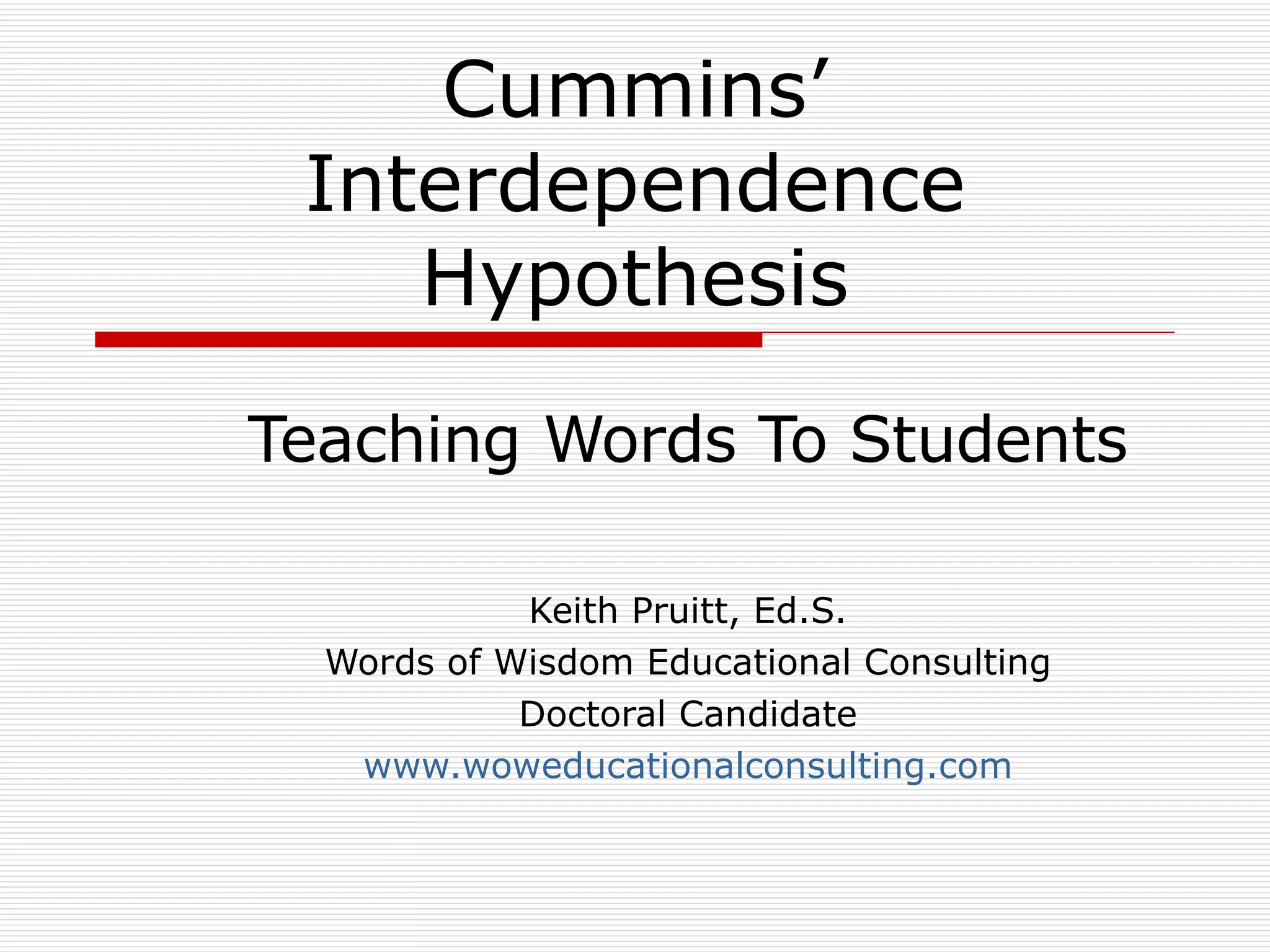 Cummins’ Interdependence Hypothesis | PPT