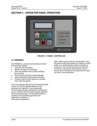 Cummins onan c17 d5 generator set power start 0500 control service ...