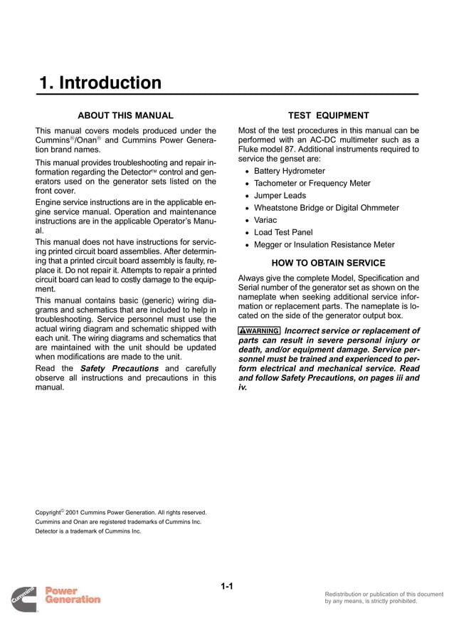 Cummins onan dffa detector control generator set service repair manual ...