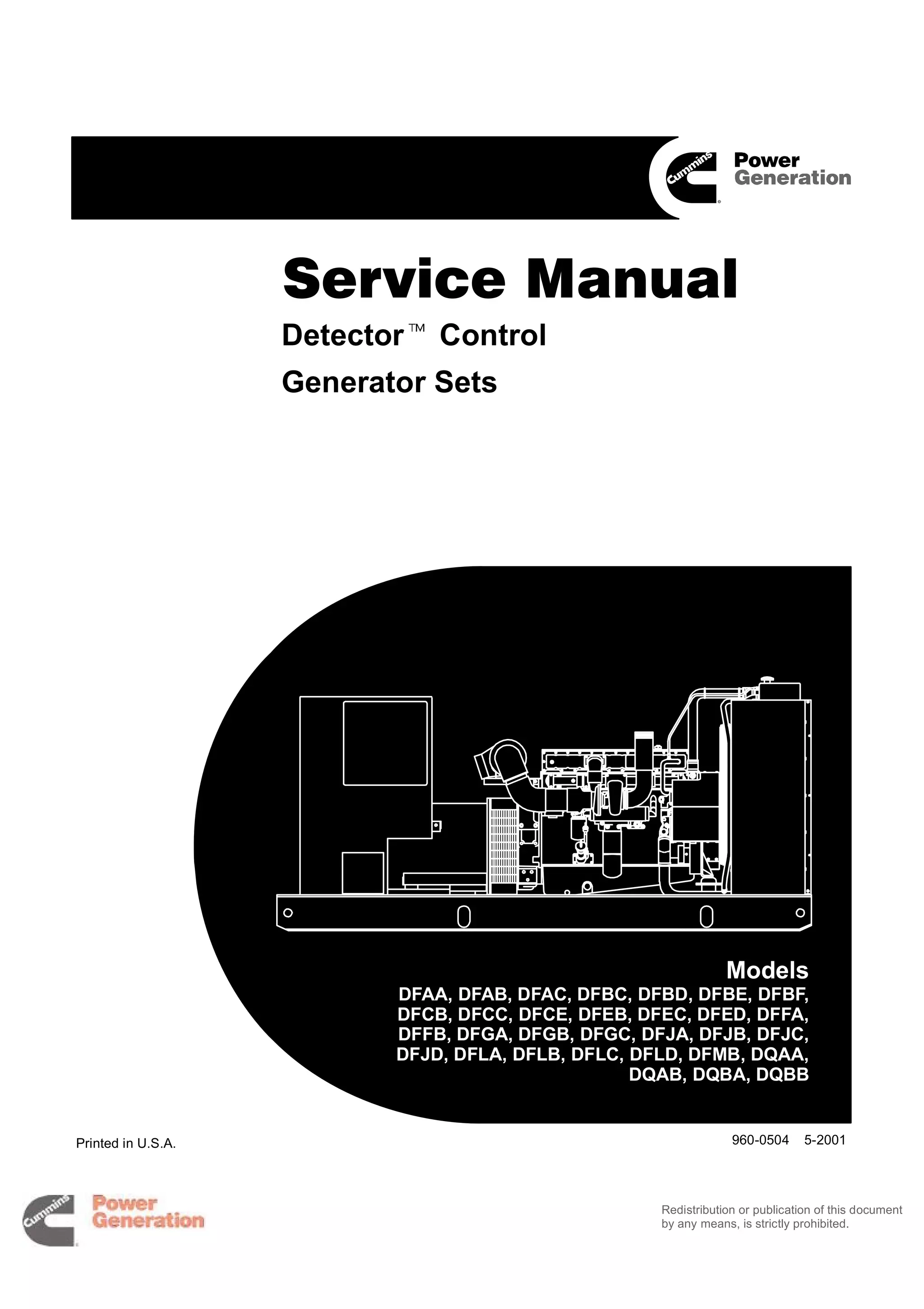 Cummins onan dfgb detector control generator set service repair manual ...