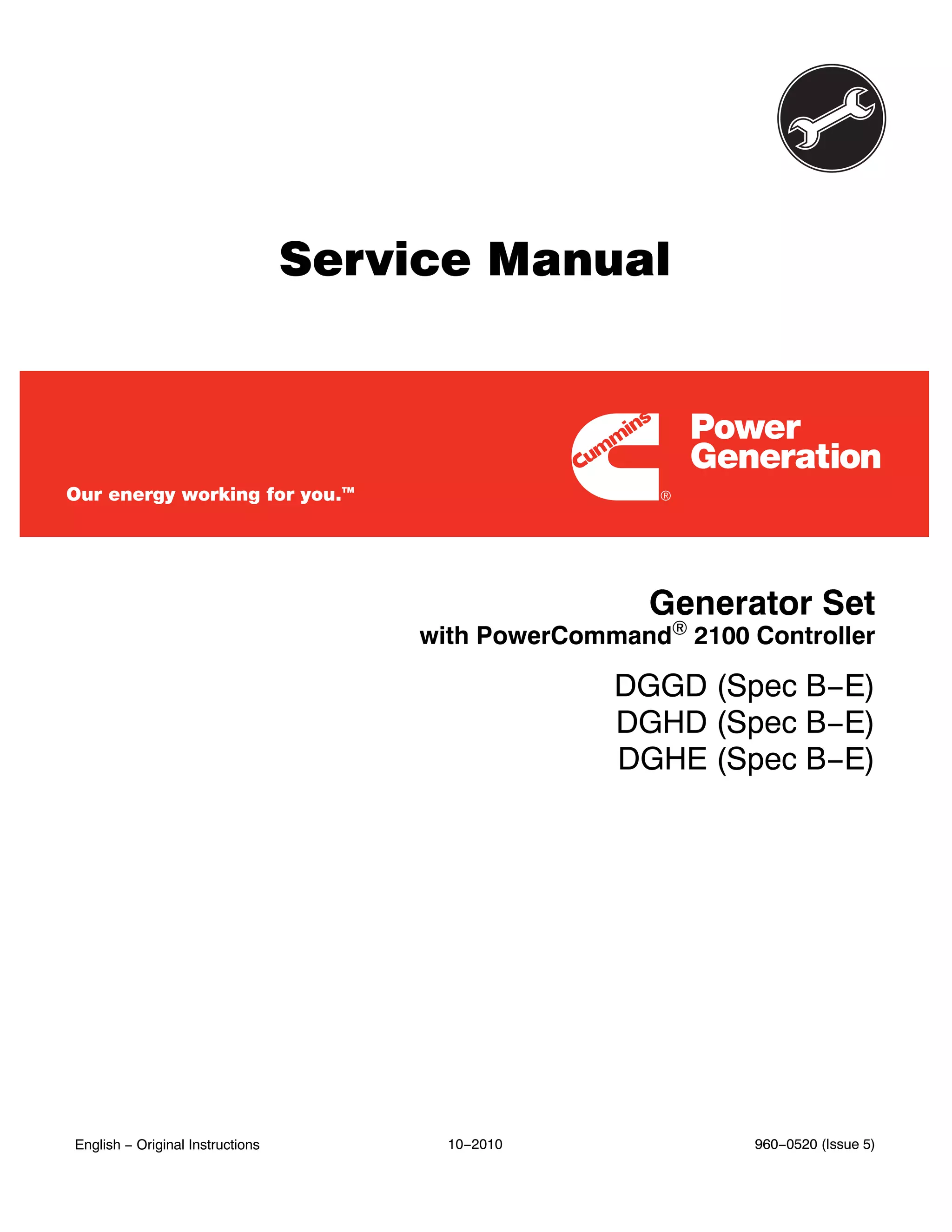 Cummins onan dggd generator set with power command 2100 controller ...