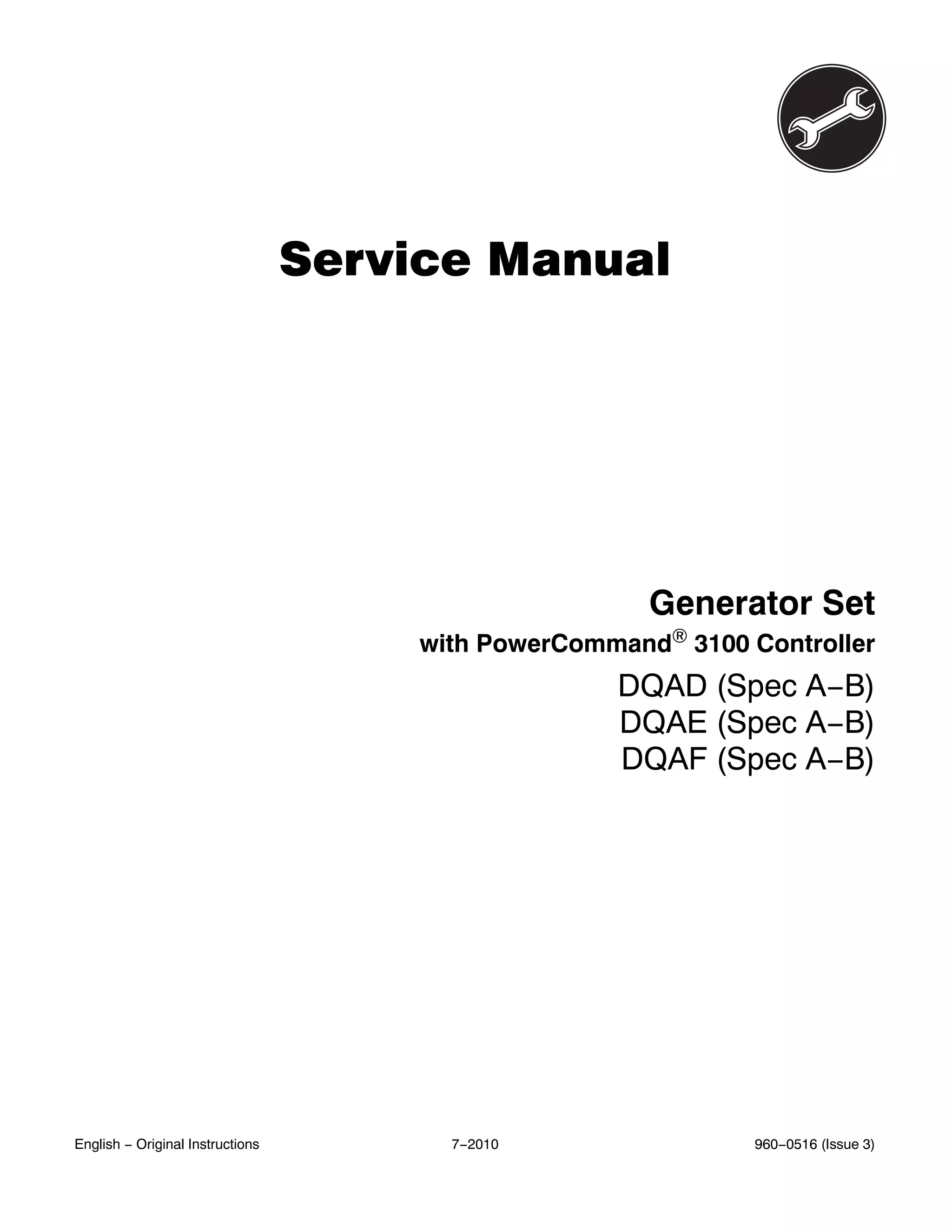 Cummins onan dqaf generator set with power command 3100 controller ...