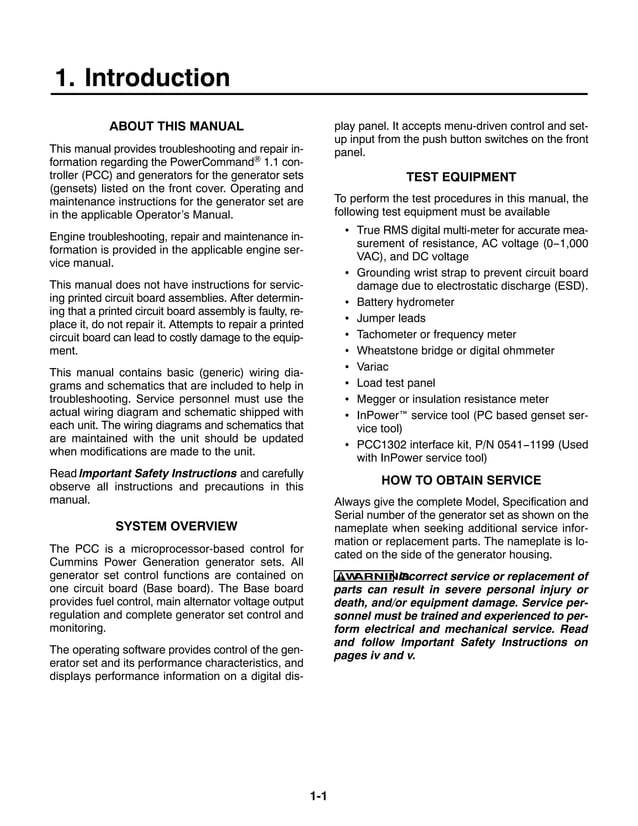 Cummins onan dskca generator set with power command 1.1 controller ...