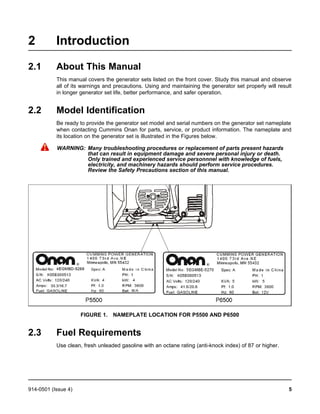 Cummins onan egmbd, p5500 (spec a) generator service repair manual | PDF