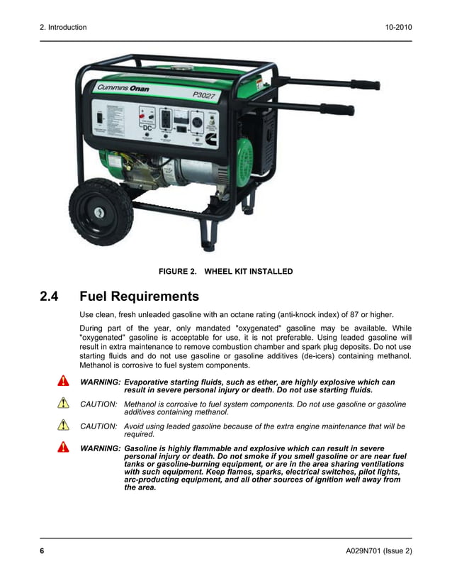 Cummins onan egmbg p2927c 60 hz portable generator set service repair ...